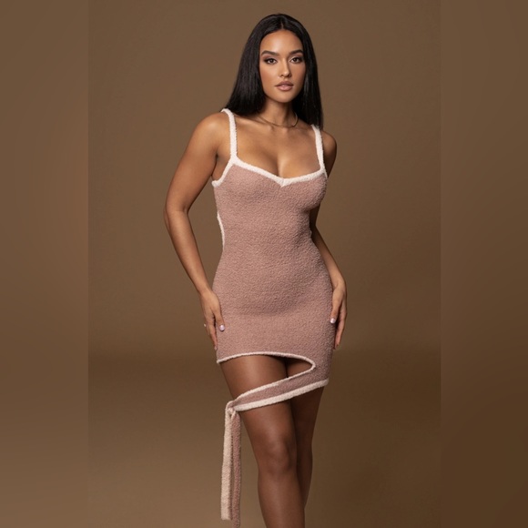 JLUXLABEL | Dresses | Jluxlabel Rose Soft Focus Plush Cut Out Mini Dress | Poshmark